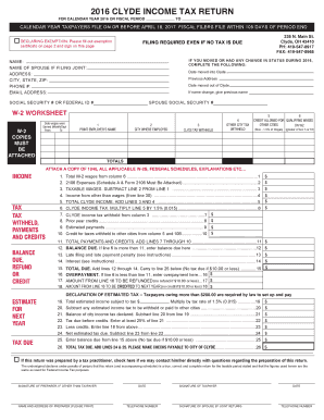 Fillable Online clydeoh 2016 Income Tax Form - Clyde Fax Email Print ...