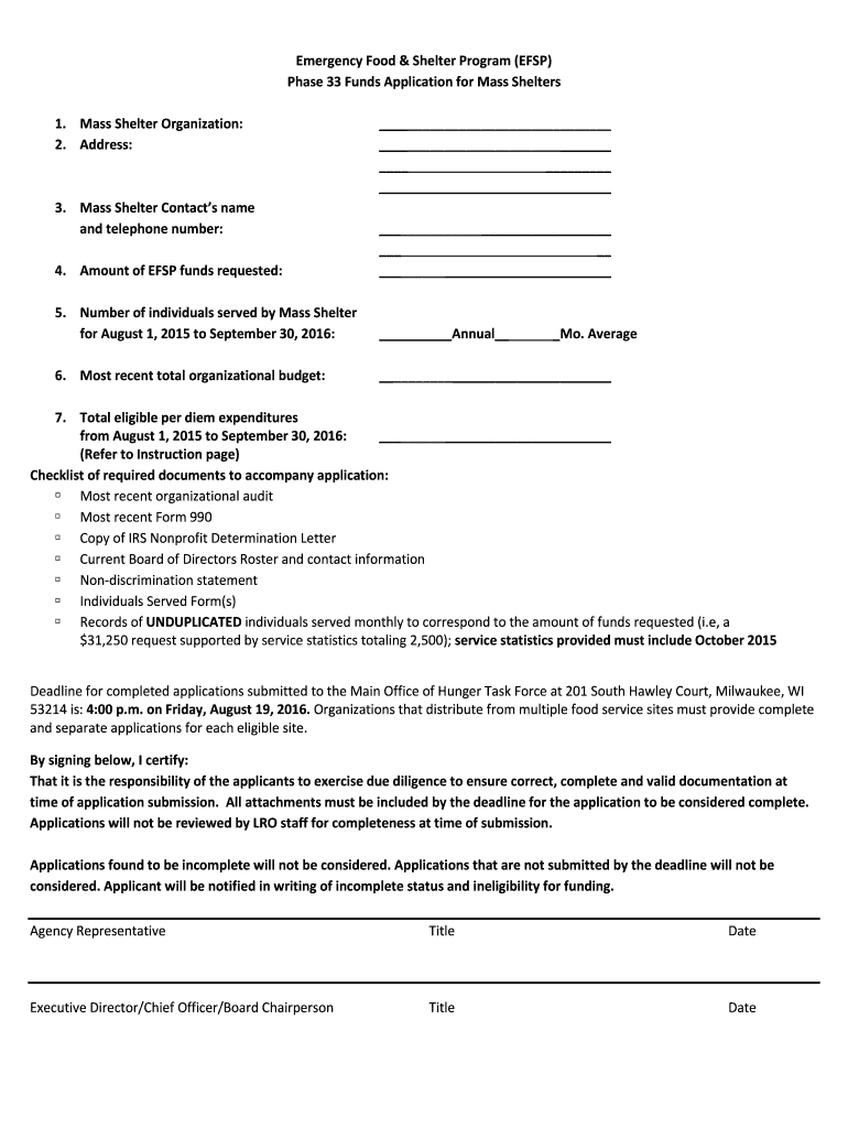 Fillable Online hungertaskforce Emergency Food & Shelter Program (EFSP ...