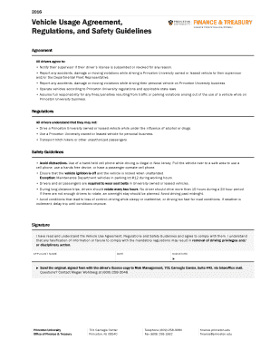 Fillable Online finance princeton Vehicle Usage Agreement, Fax Email Print - pdfFiller