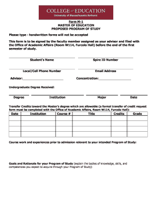 Fillable Online umass Please type - handwritten forms will not be ...