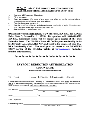 Fillable Online PAYROLL DEDUCTION AUTHORIZATION FOR UNION DUES Fax ...