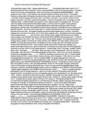 Fillable Online tuad Rubric For Summary Third Grade PDF 3b4434f90f9e07185591e7dddca931ab. Rubric ...