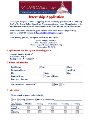 Fillable Online budget house Internship Application - budget.house.gov ...