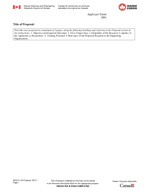 Fillable Online nserc-crsng gc PIN: Fax Email Print - pdfFiller