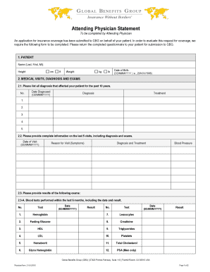 Fillable Online Attending Physician Statement - Global Benefits Group ...