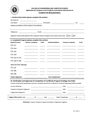 Fillable Online ecs csus COLLEGE Application for Graduate Level ...