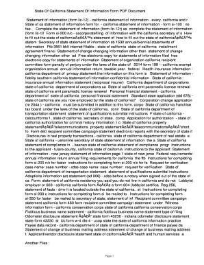 Fillable Online qaic State Of California Statement Of Information Form ...