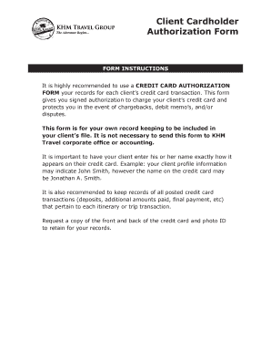 Fillable Online Client Cardholder Authorization Form Fax Email Print - pdfFiller
