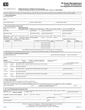 Fillable Online TD Asset Management Transfer Authorization for ...