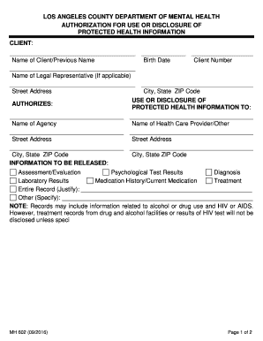 Fillable Online lacdmh lacounty LOS ANGELES COUNTY DEPARTMENT OF MENTAL HEALTH ... Fax Email ...