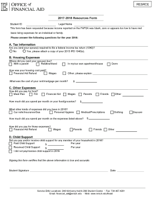 Fillable Online emich 2017-2018 Resources Form Fax Email Print - pdfFiller