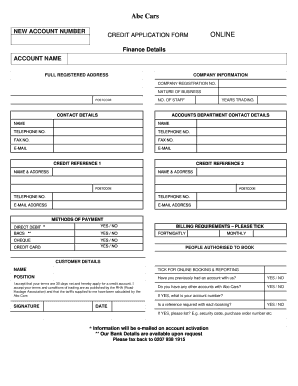 Fillable Online NEW ACCOUNT NUMBER ONLINE CREDIT APPLICATION FORM Fax ...