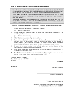 Fillable Online linz govt Form of good character statutory declaration ...