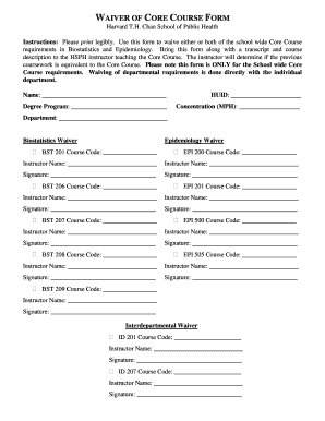 Fillable Online Waiver of Core Course Form Fax Email Print - pdfFiller