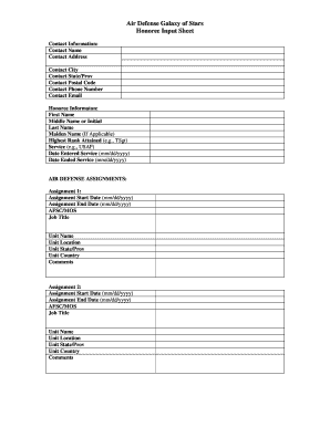 Fillable Online petemuseum Air Defense Galaxy of Stars Honoree Input Sheet Fax Email Print ...
