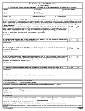 Fillable Online uscg CG1001A.PDF. Electronic Based Distributed Learning (EBDL) Course Approval ...