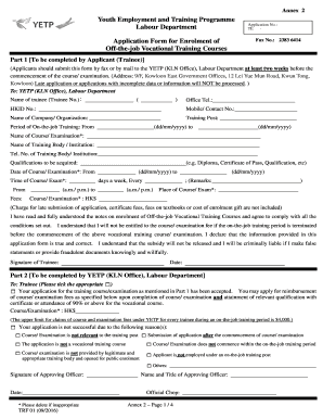 Fillable Online yes labour gov application form for enrolment of off ...