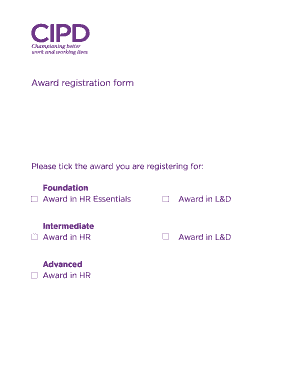 Fillable Online Award registration form - CIPD Fax Email Print - pdfFiller
