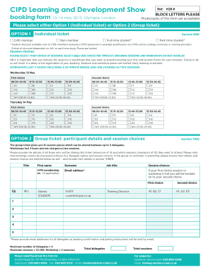 Fillable Online CIPD Learning and Development Show booking form Fax ...