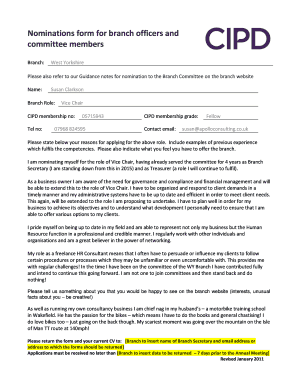 Fillable Online Nominations form for branch officers and committee ...