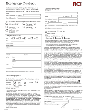 Fillable Online RCI EXCHANGE CONTRACT Fax Email Print - pdfFiller