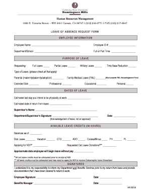 Fillable Online Leave of Absence Management Form PDF Fax Email Print ...