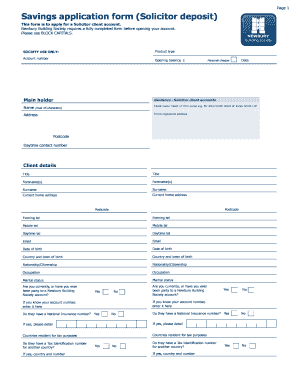 Fillable Online newbury co Savings application form (Solicitor deposit ...