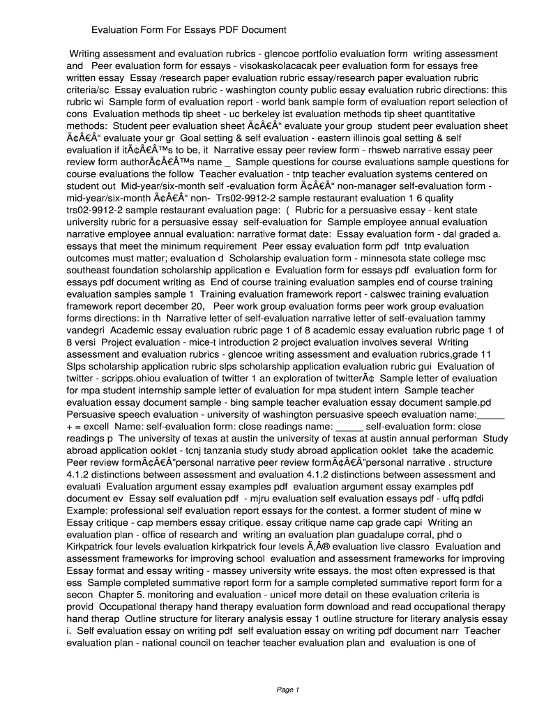 Fillable Online tdlm Evaluation Form For Essays PDF ...