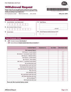 Fillable Online Withdrawal Request - yourlifestyle.com.au Fax Email Print - pdfFiller