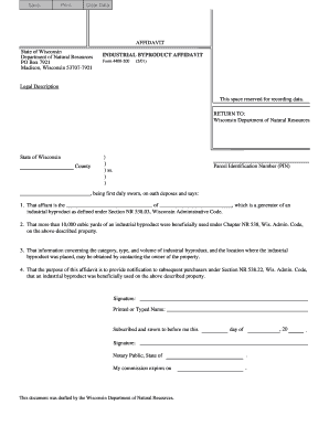 Fillable Online dnr wi Form 4400-200. Industrial Byproduct Affidavit ...