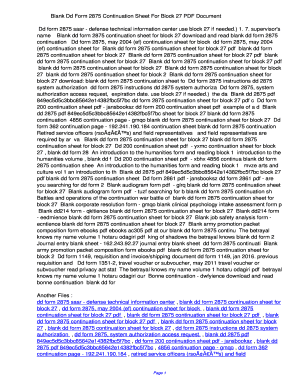 Fillable Online ghotj Blank Dd Form 2875 Continuation Sheet For Block ...