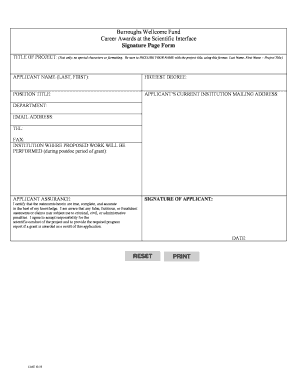 Fillable Online CASI Signature Page Form - bwfund.org Fax Email Print ...