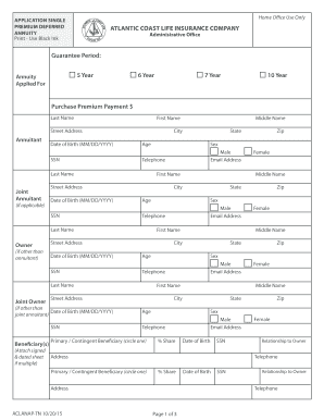 Fillable Online Atlantic Coast Life Insurance Company - ACL IMO Advisors Fax Email Print - pdfFiller