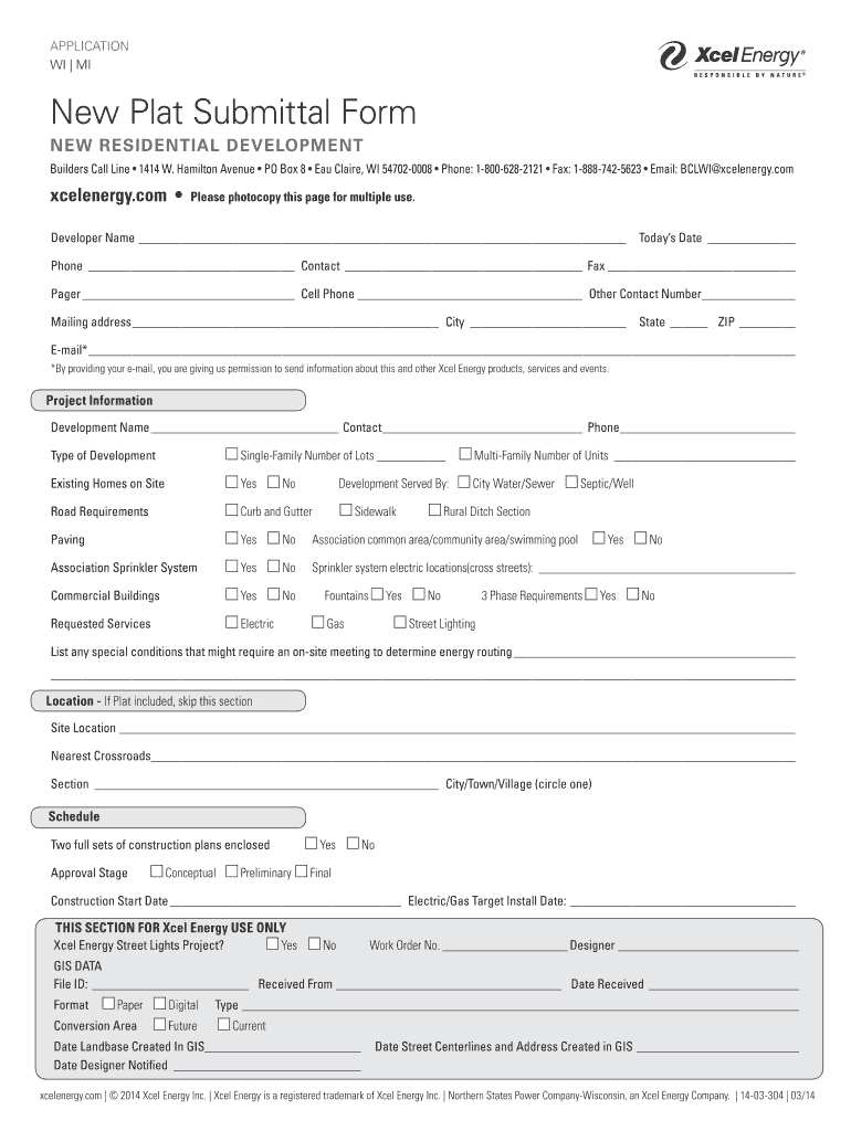 Fillable Online APPLICATION WI MI New Plat Submittal Form Fax Email Print - pdfFiller