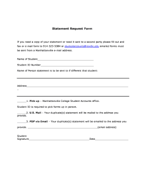 Fillable Online Statement Request Form - Manhattanville College Fax ...