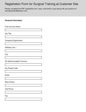 Fillable Online Registration Form for Surgical Training at Customer ...
