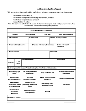 Fillable Online ccs4u Incident Investigation Report - ccs4u.org Fax ...