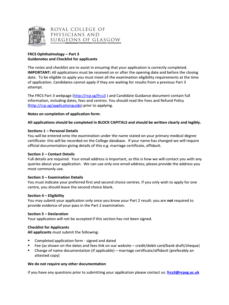 Fillable Online FRCS Ophthalmology Part 3 Fax Email Print - pdfFiller