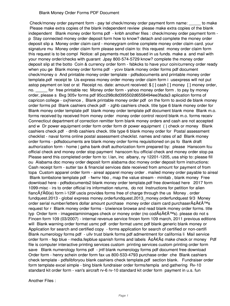 Fillable Online knbh Blank Money Order Forms PDF ...