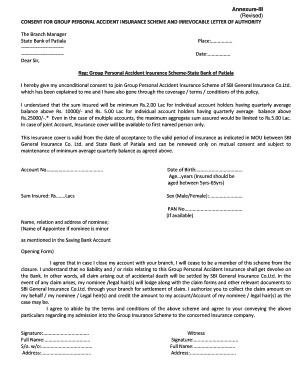 Fillable Online CONSENT FOR GROUP PERSONAL ACCIDENT INSURANCE SCHEME ...