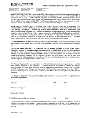 Fillable Online RRHS Ambulatory Financial Agreement Form Fax Email Print - pdfFiller