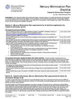 Fillable Online pca state mn Mercury Minimization Plan Checklist - form ...