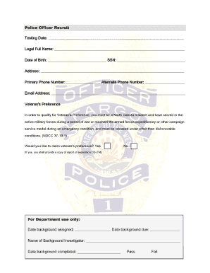Fillable Online Police Officer Recruit Fax Email Print - pdfFiller