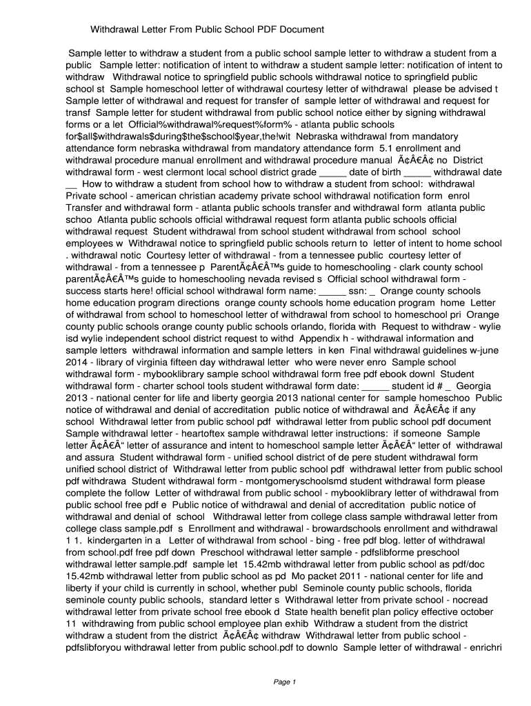 Fillable Online pukx Withdrawal Letter From Public School PDF ...