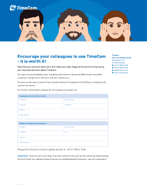 Fillable Online Encourage your colleagues to use TimoCom TimoCom Soft- und ... Fax Email Print ...