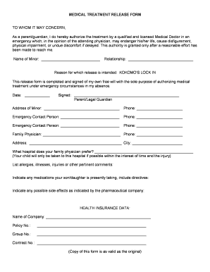 Fillable Online MEDICAL TREATMENT RELEASE FORM TO WHOM IT MAY CONCERN ...