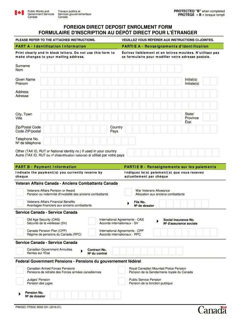 Fillable Online tpsgc-pwgsc gc FORMULAIRE D 'INSCRIPTION AU D P T ...