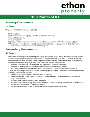 Fillable Online 100 Points of ID Fax Email Print - pdfFiller
