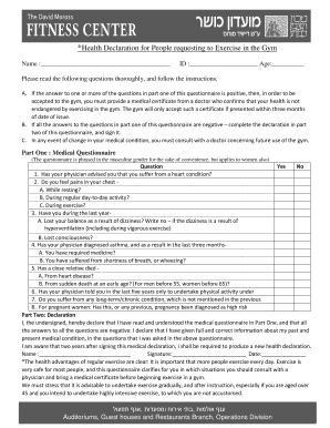 Fillable Online weizmann ac *Health Declaration for People requesting ...