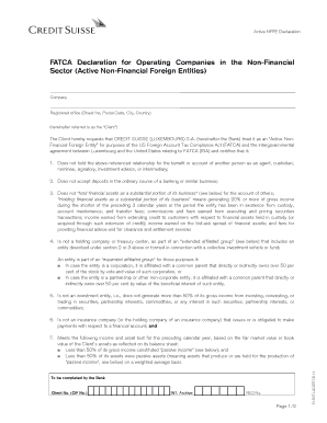 Fillable Online FATCA Declaration for Operating Companies in the Non ...